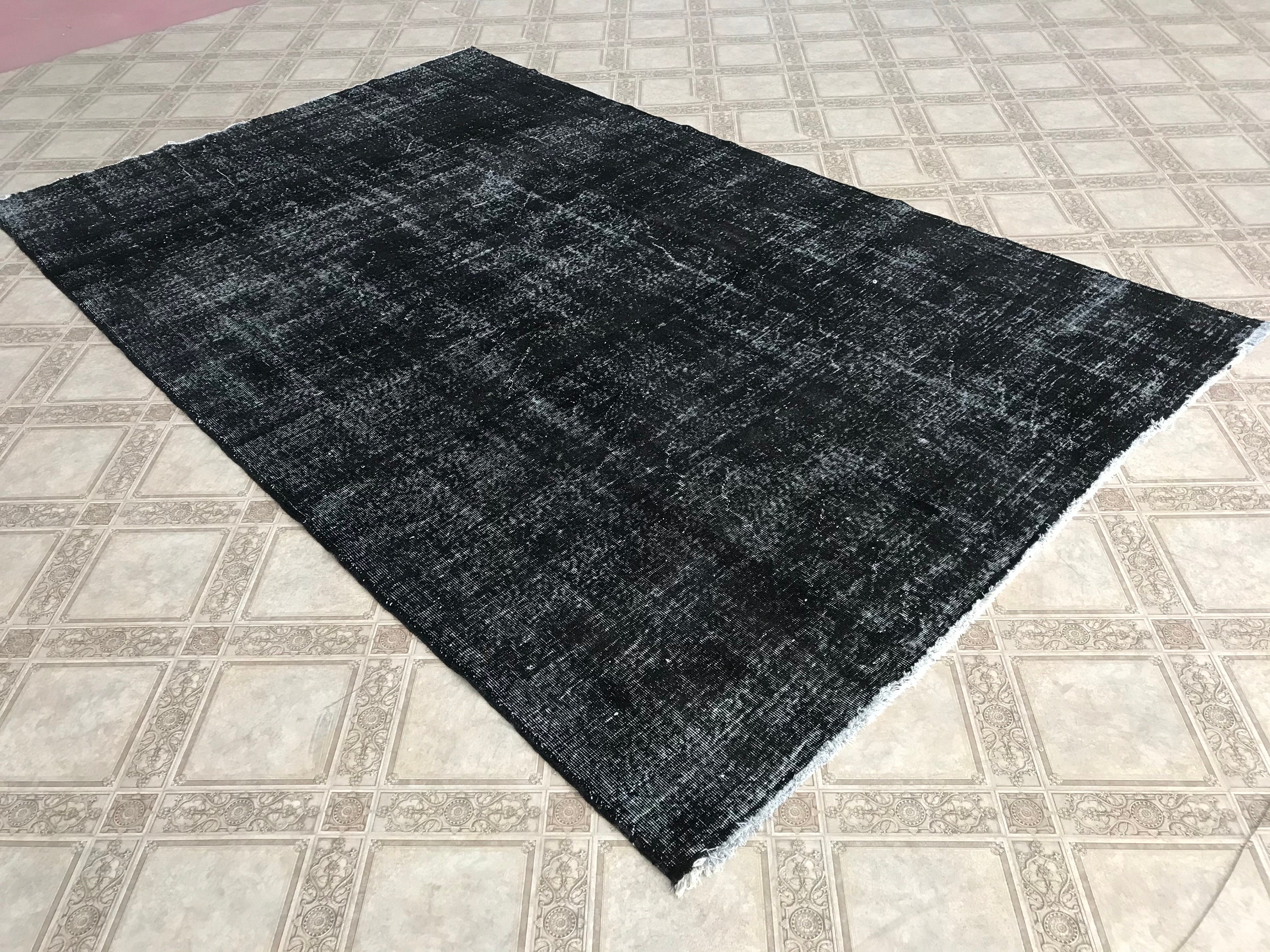 6.4x10.3 ft BLACK OUSHAK RUG Turkish Rug Area Rug Vintage | Etsy