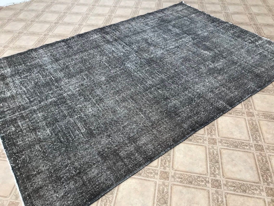 Gray Vintage Rug 6.6 x 10.2 ft Brown Turkish Rug Living | Etsy