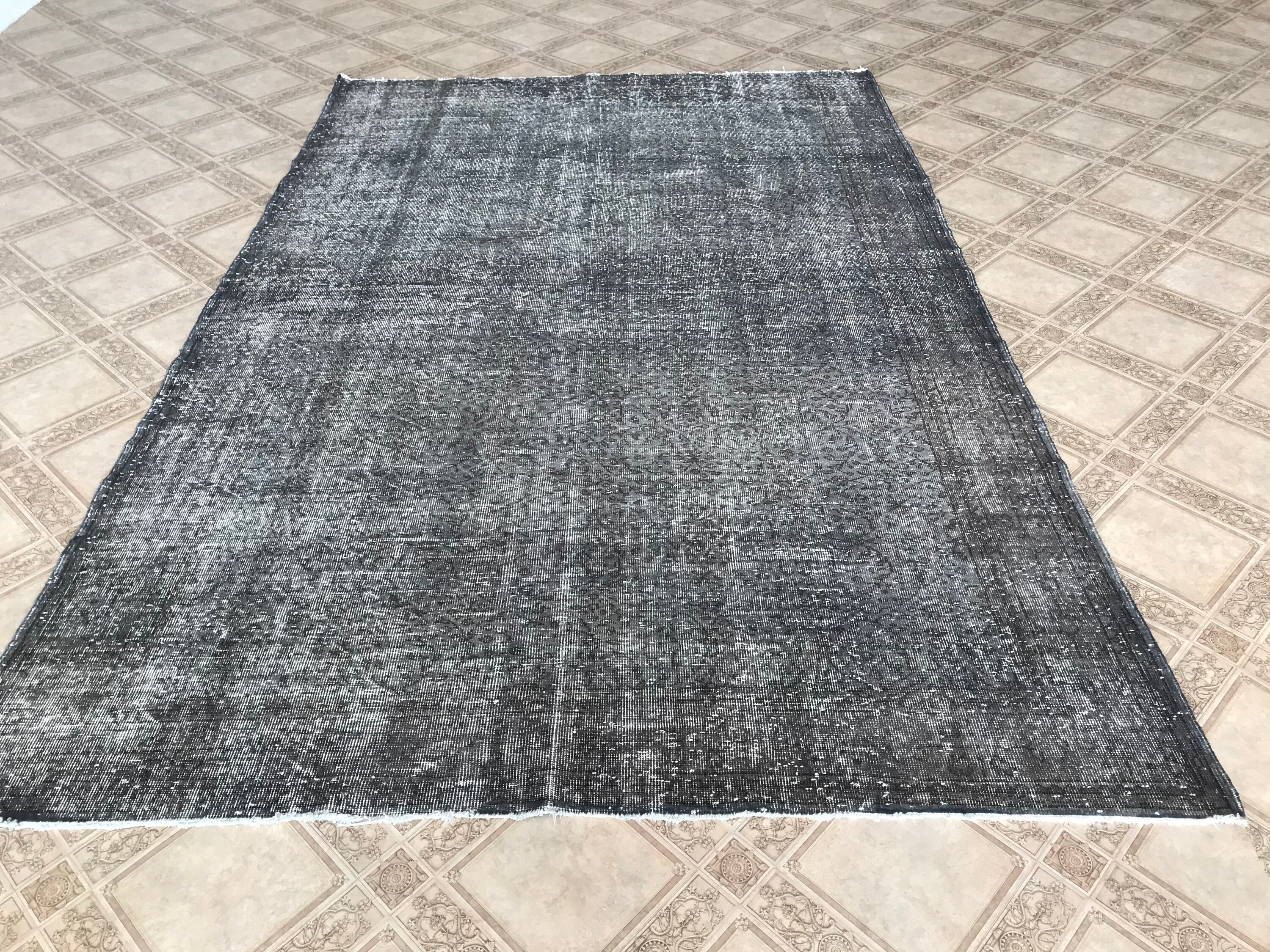 Gray Vintage Rug 6.6 x 10.2 ft Brown Turkish Rug Living | Etsy