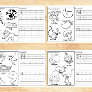 Printable Alphabet Book: Letters A to Z Tracing and Colouring for ...