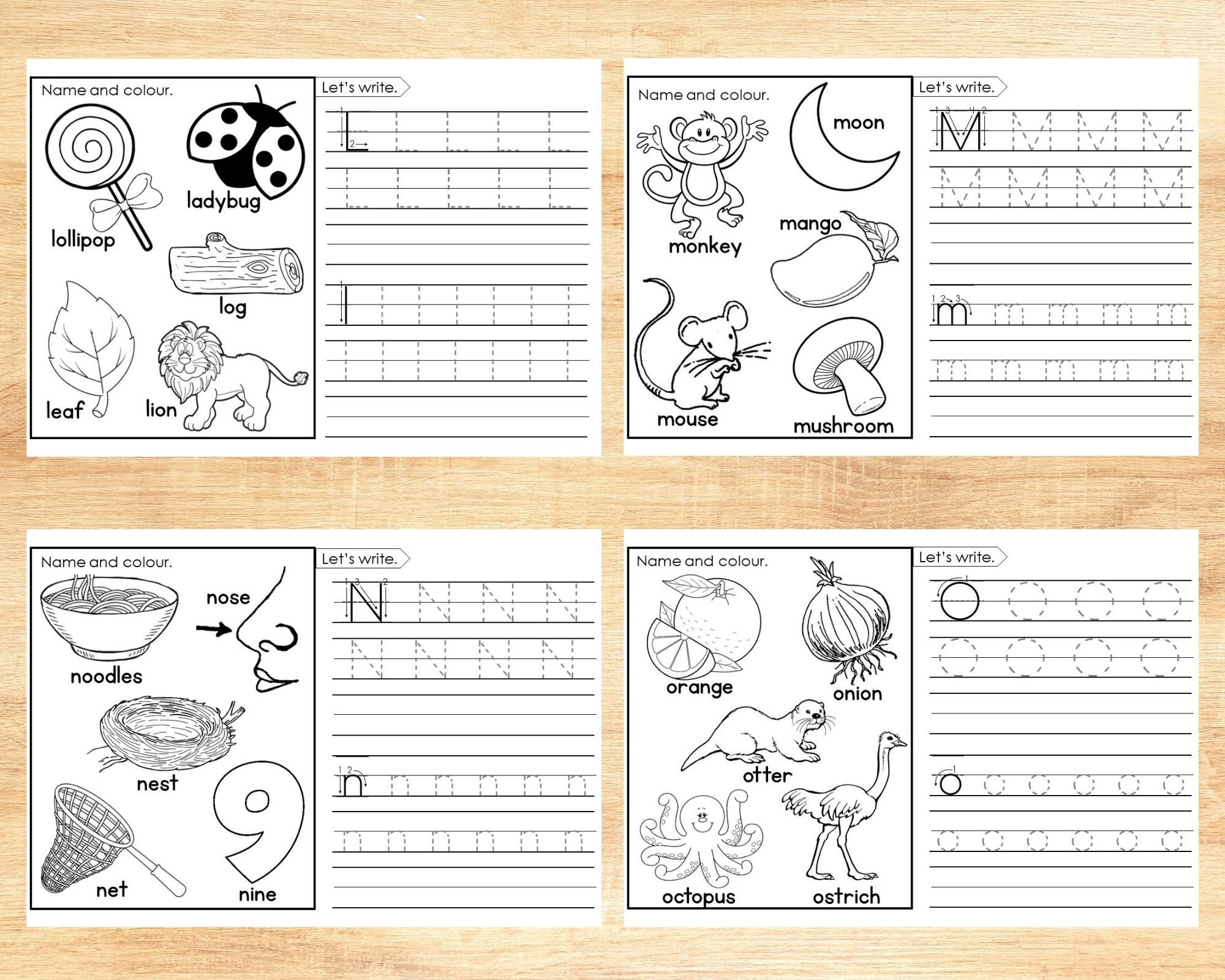 Printable Alphabet Book: Letters A to Z Tracing and Colouring for ...