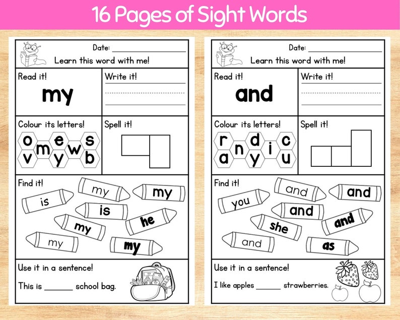 Sight Words High Frequency Words Read Write Colour Spell Find Use ...