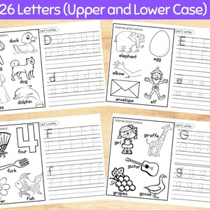 Printable Alphabet Book: Letters A to Z Tracing and Colouring for ...