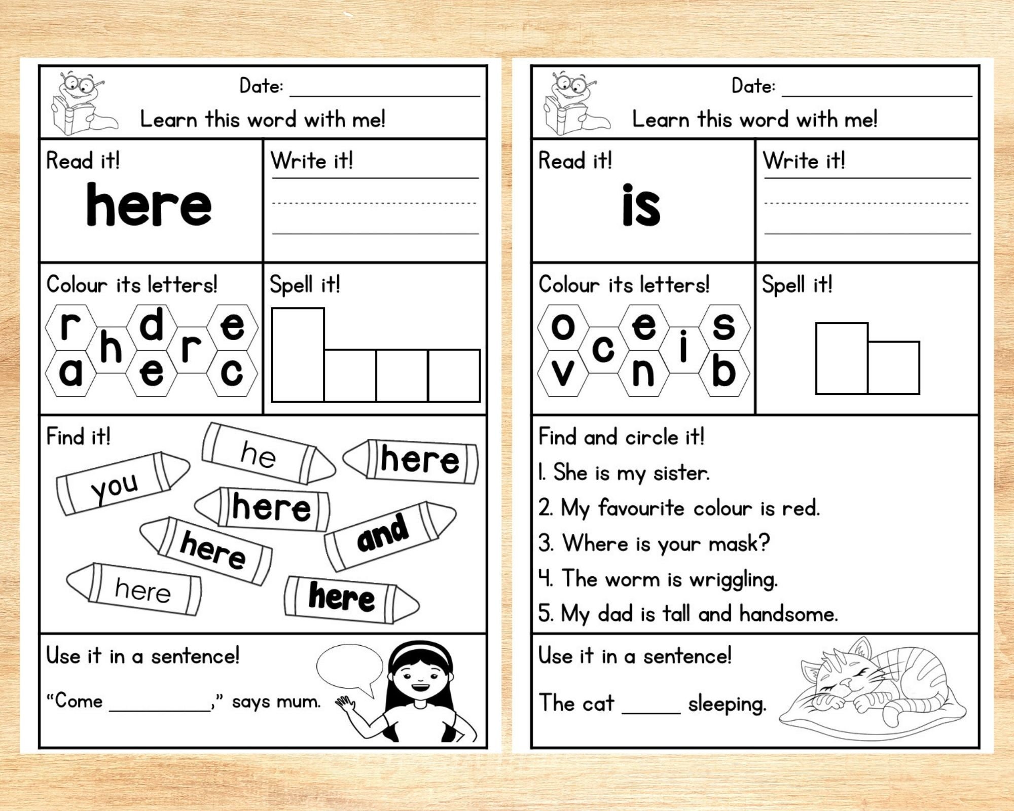 Sight Words High Frequency Words Read Write Colour Spell Find Use ...