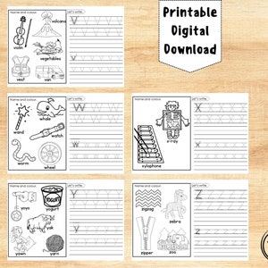 Printable Alphabet Book: Letters A to Z Tracing and Colouring for ...