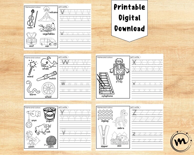 Printable Alphabet Book: Letters A to Z Tracing and Colouring for ...