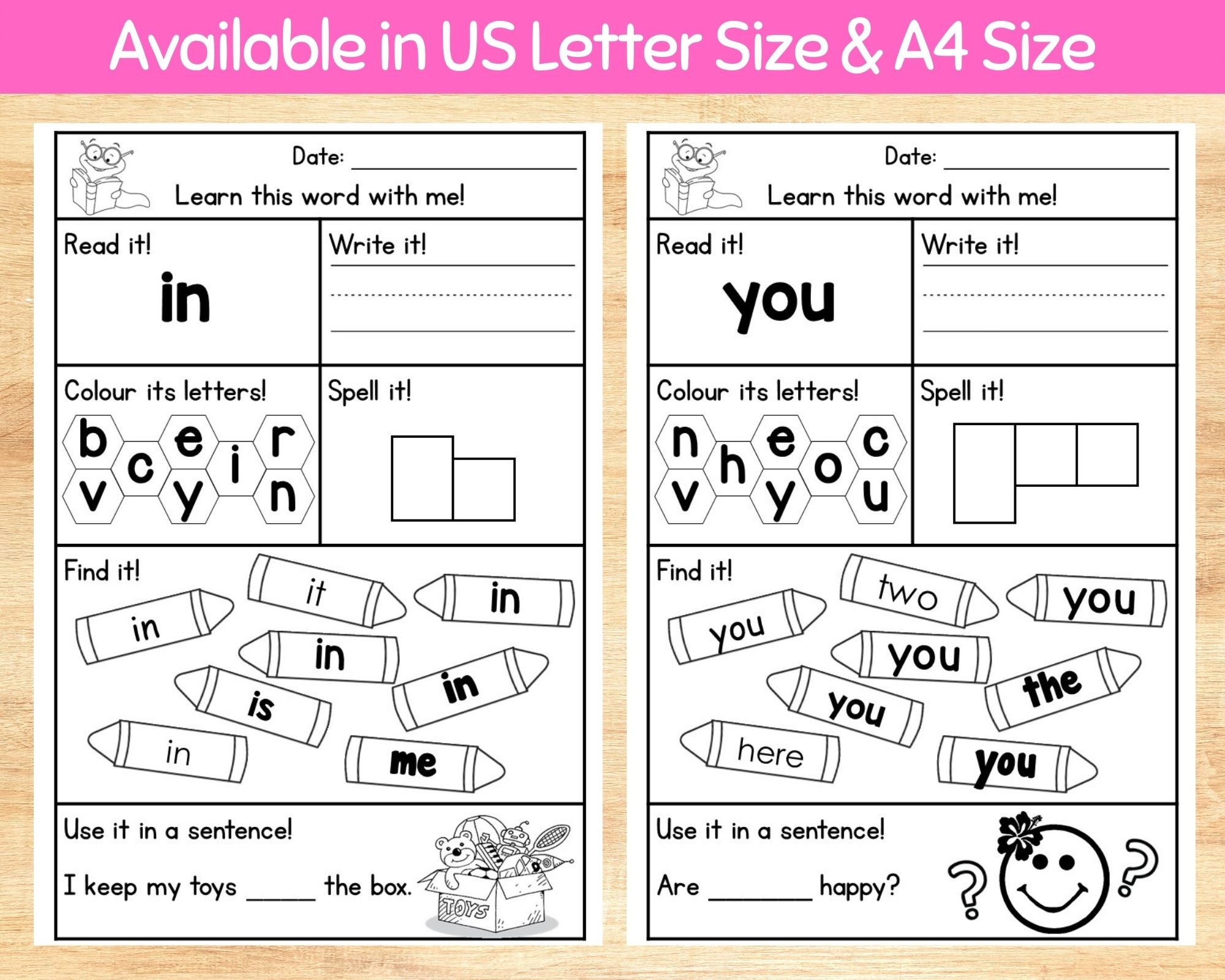 Sight Words High Frequency Words Read Write Colour Spell Find Use ...