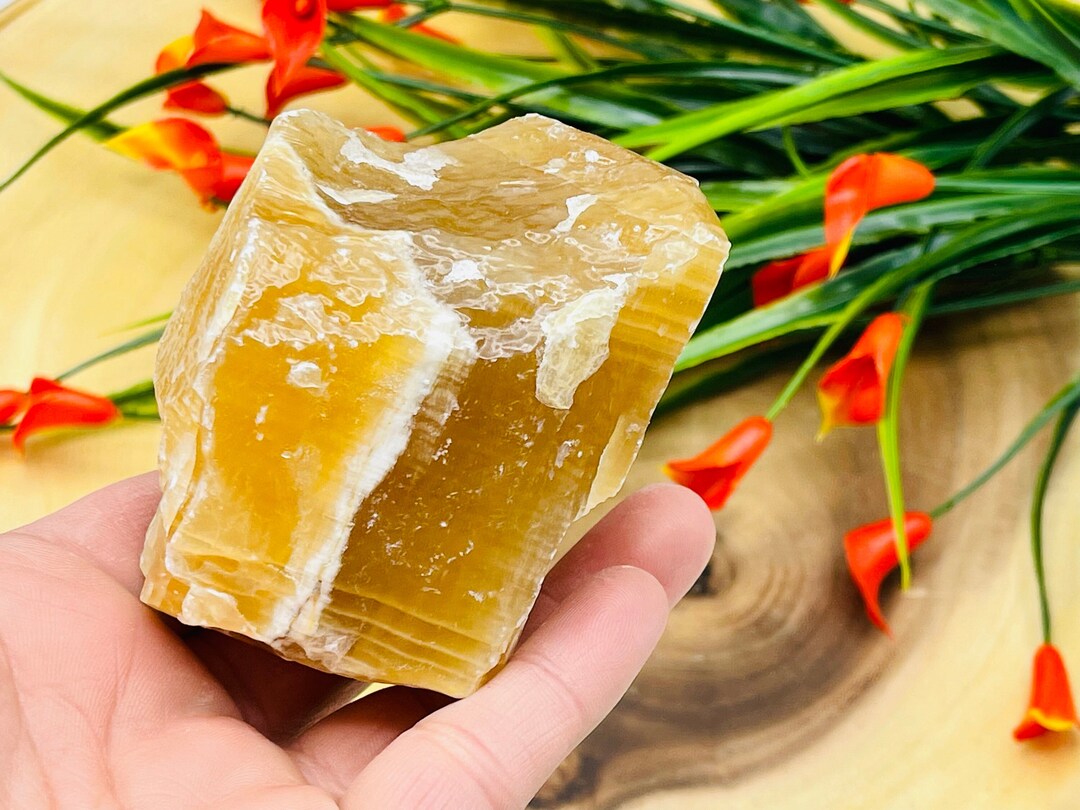 Citrine Calcite Rough Stone, Honey Citrine Calcite Raw Crystal Specimen ...