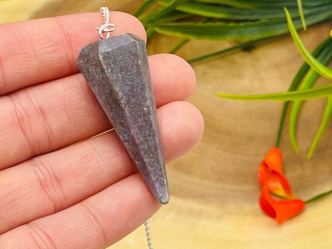 Ruby Kyanite Crystal Pendulum With Silver Plated Faceted Chain, Healing Dowsing Energy Balancing ...
