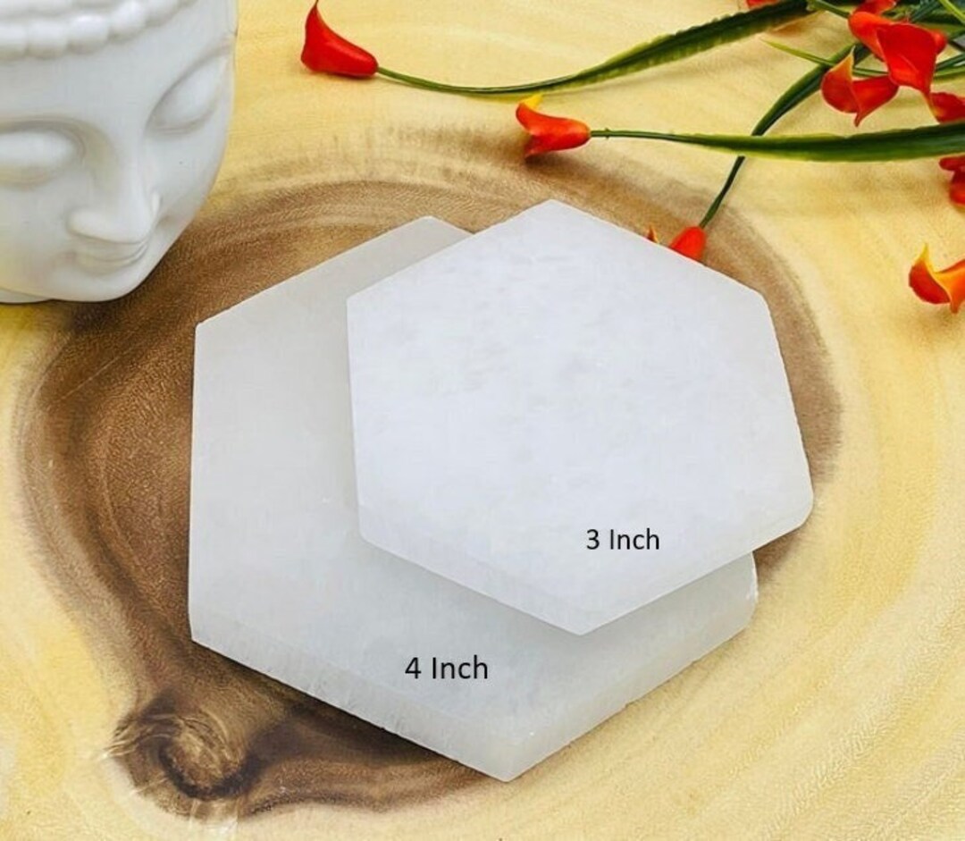 Selenite Crystal Charging Station, Hexagon Polished Crystal Cleansing ...
