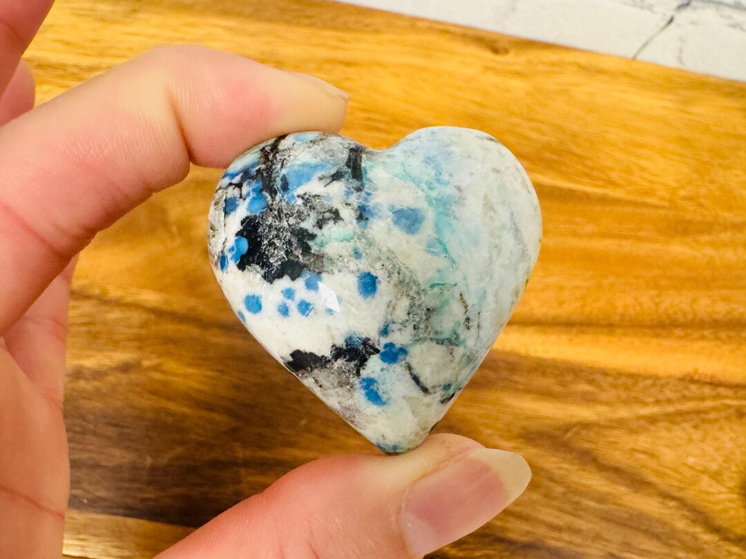 K2 Jasper Puffy Heart Palm Stone, K2 Azurite Crystal Pocket Rocks, 1.5 ...