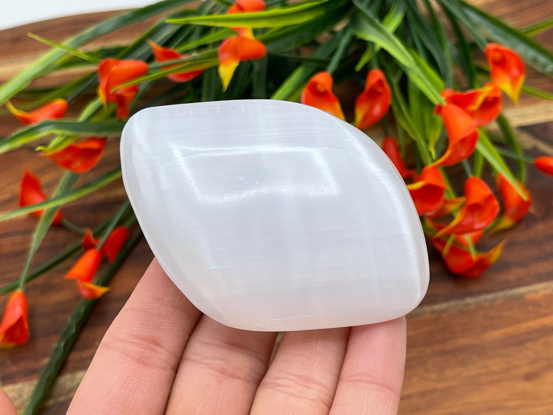 Polished Selenite Crystal Palm Stone Selenite Crystal Healing - Etsy