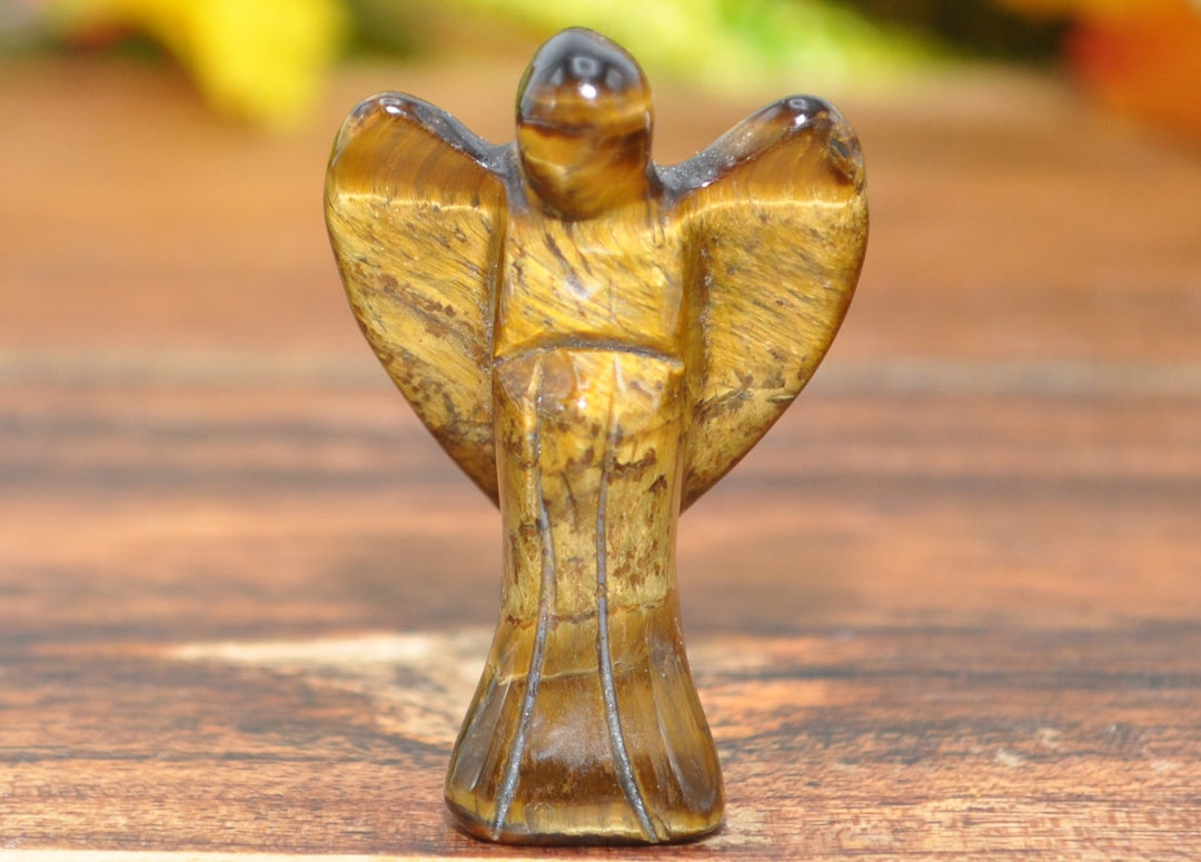 Tiger Eye Crystal Angel | Crystal Figurine | Standing Statuette ...
