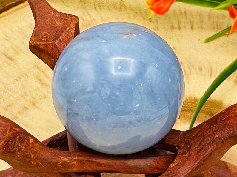 Angelite Sphere, Blue Crystal Ball, Gemstone Sphere, Healing Chakra ...