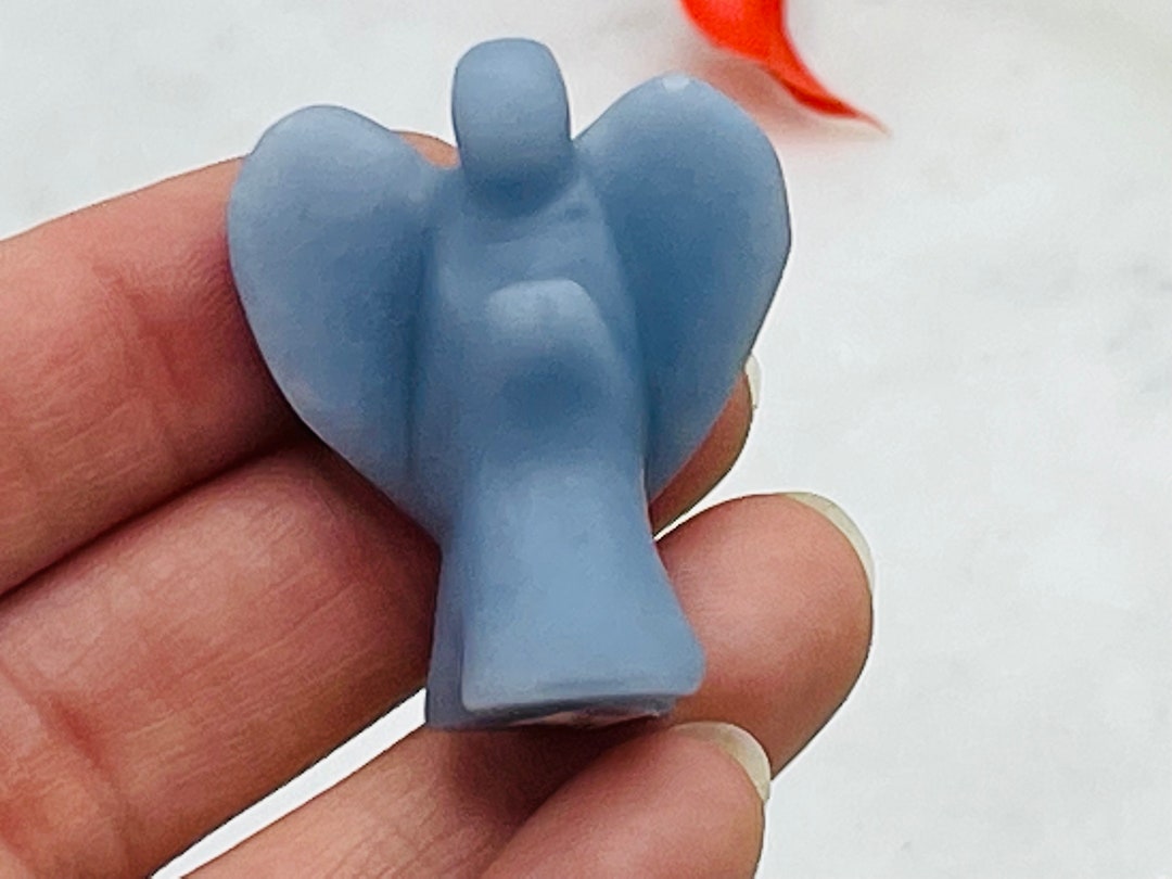 Angelite Crystal Angel Figurine, Standing Statuette, Angelic Reiki ...
