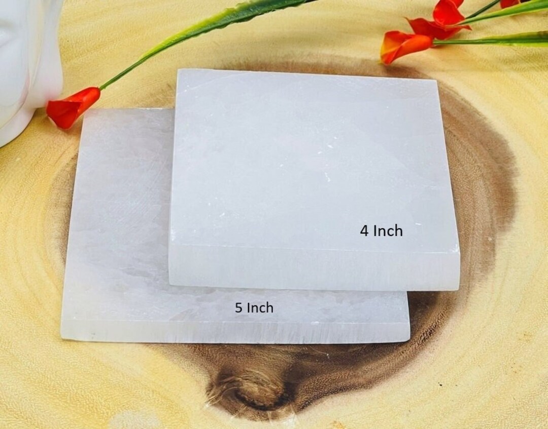 Selenite Crystal Charging Station, Healing Crystal Square 4 & 5 Inch ...