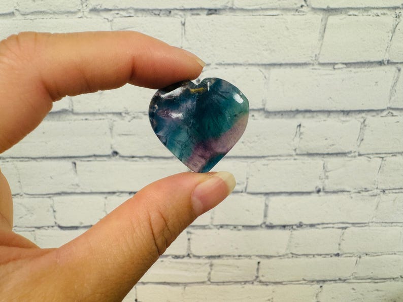 Fluorite Heart Palm Stone, Rainbow Fluorite Gemstone, Metaphysical ...