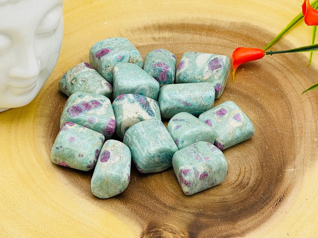 Ruby Fuchsite Tumbled Stones, Polished Pocket Stones, Ruby in Fuchsite ...