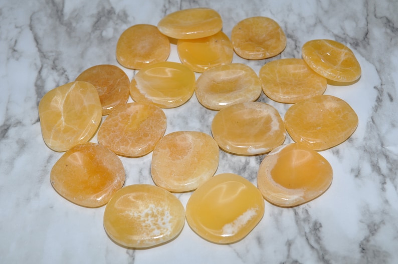 Orange Calcite Worry Stone | Yellow Calcite Pocket Stones | Hand ...
