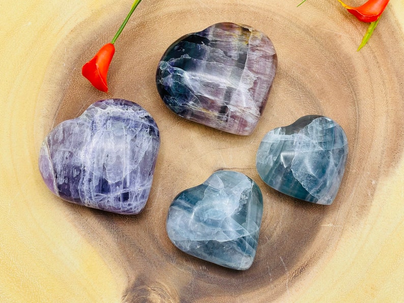 Fluorite Heart Palm Stone, Rainbow Fluorite Gemstone, Metaphysical ...