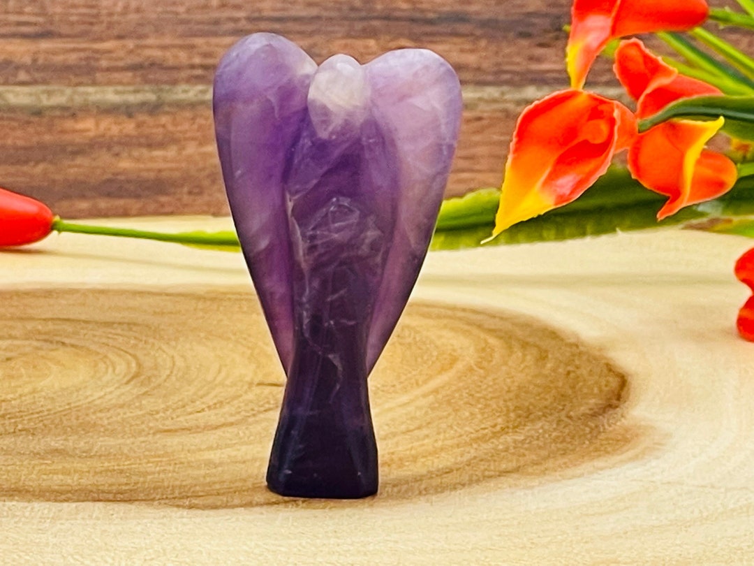 Amethyst Crystal Angel Figurine, Standing Statuette, Metaphysical ...