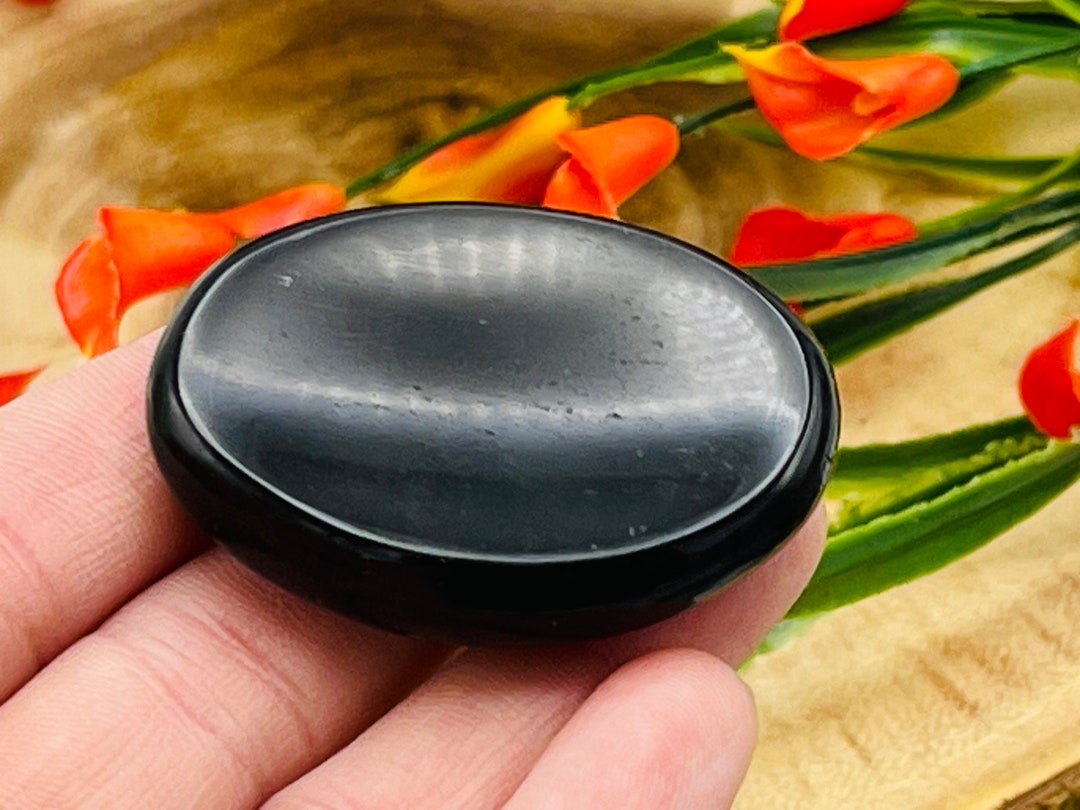 Black Obsidian Worry Stone Black Obsidian Massage Stone Pocket Stone ...