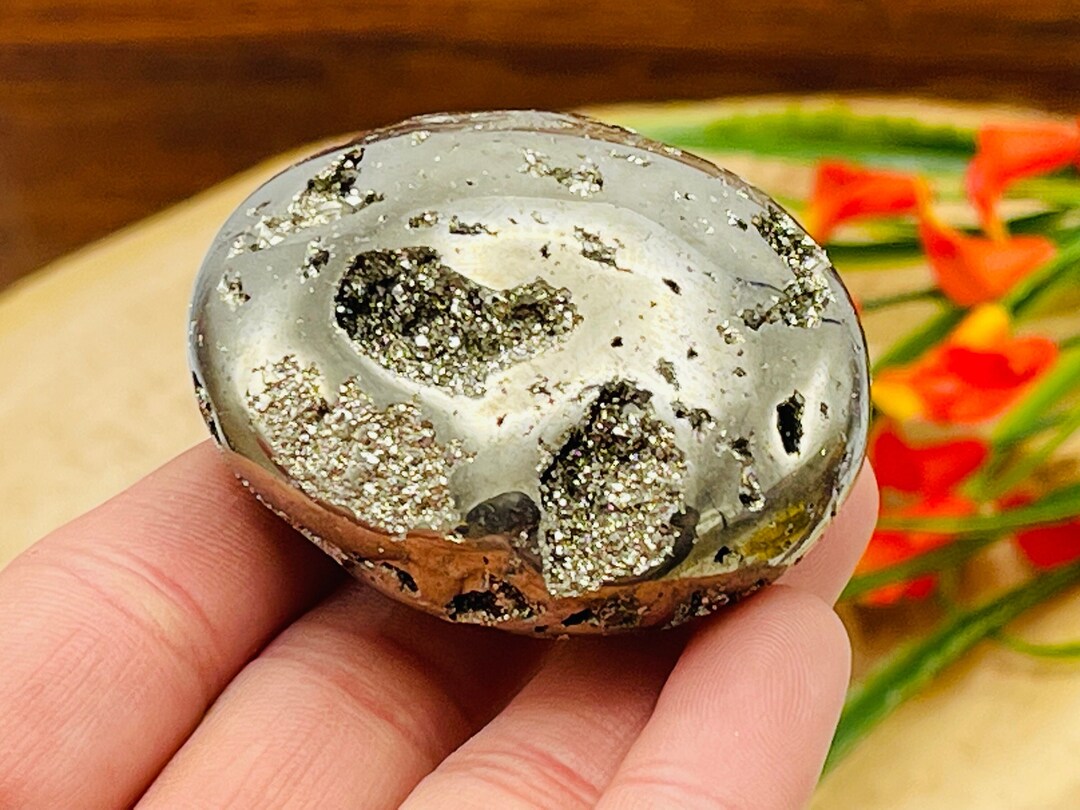 Pyrite Palm Stone Golden Pyrite Palm Stone Fools Gold Pyrite Crystal ...