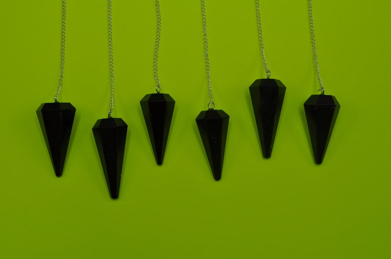 Black Tourmaline Crystal Pendulum With Silver Plated Chain | Etsy
