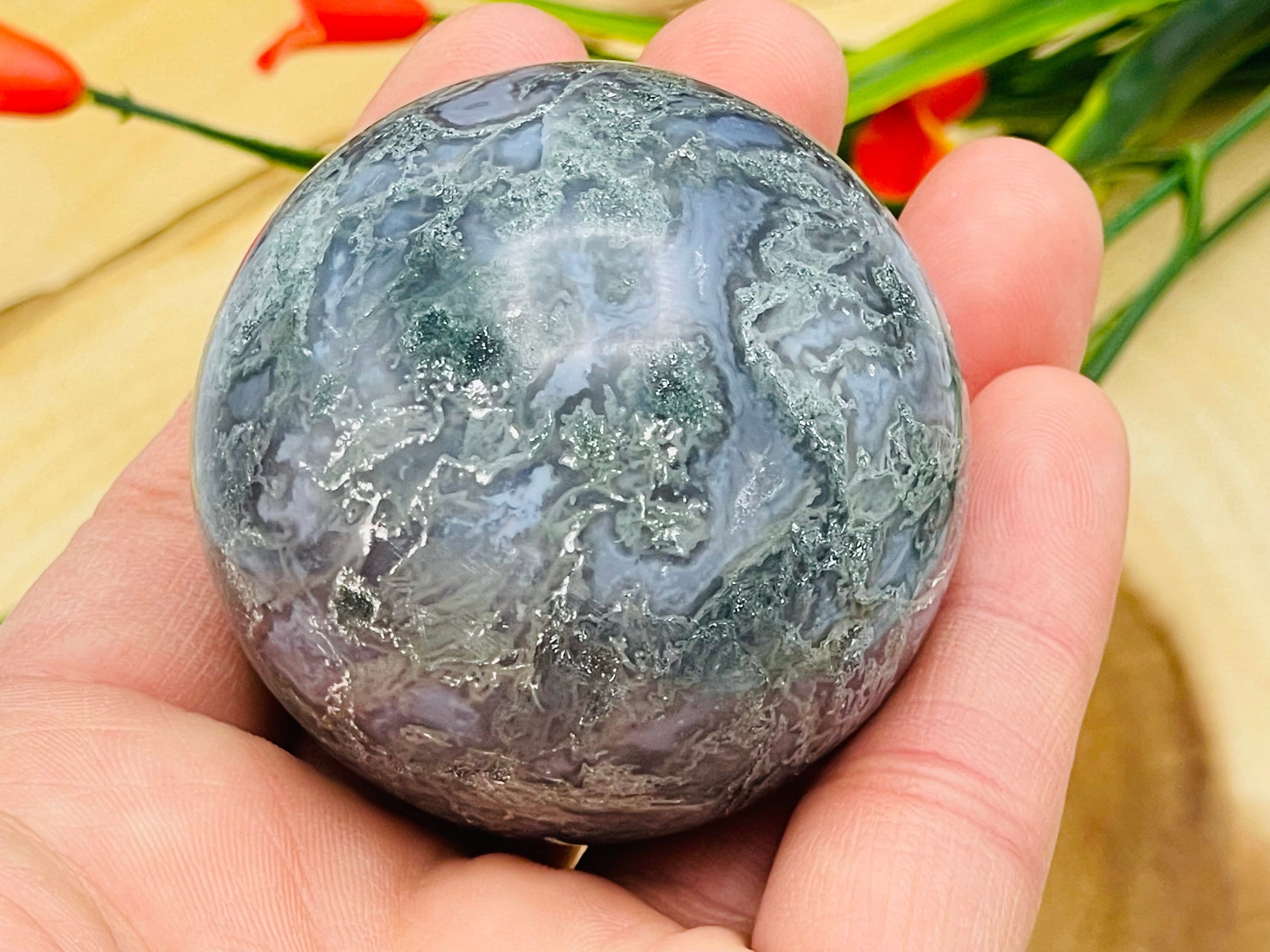 Moss Agate Sphere Moss Agate Crystal Ball Crystal Chakra - Etsy