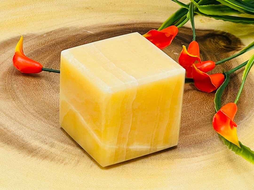Orange Calcite Cube Yellow Calcite Paper Weight Crystal Cube Decor ...