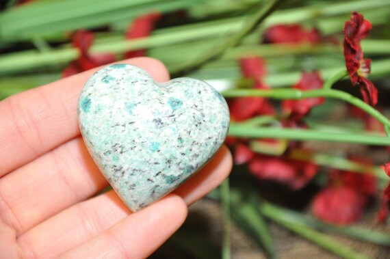 K2 Jasper Heart K2 Granite Azurite Crystal Heart Hand | Etsy