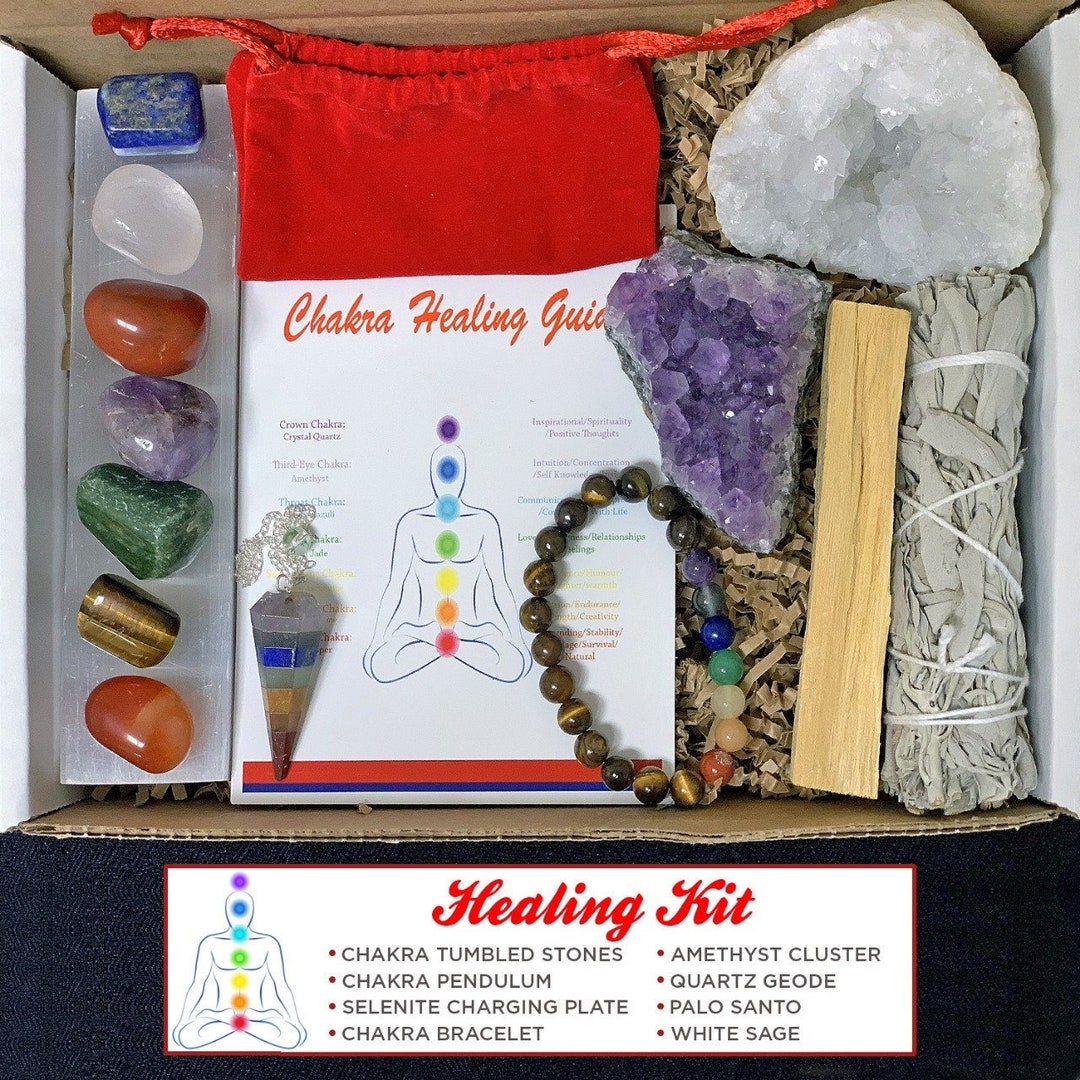 Crystals Cleansing and Smudge Kit, Meditation Kit With 14 Pieces of ...