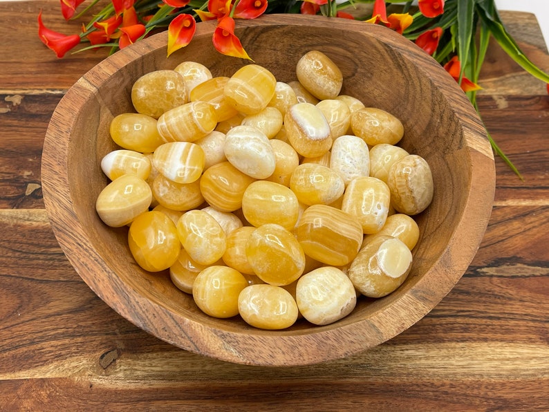 Orange Calcite Tumbled Stone, Yellow Calcite Pocket Stones - Etsy