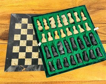 Marble Chess Set, Chess Board With Hand Carved Chess Pieces & Fancy ...