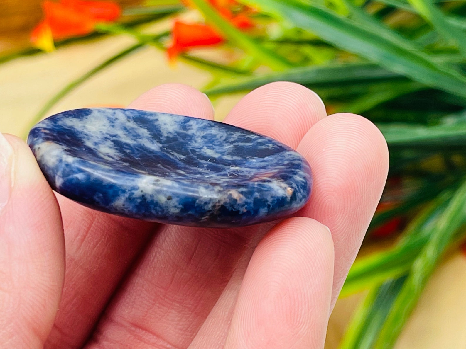 Sodalite Worry Stone Blue Sodalite Pocket Thumb Stone Polished Gemstone ...