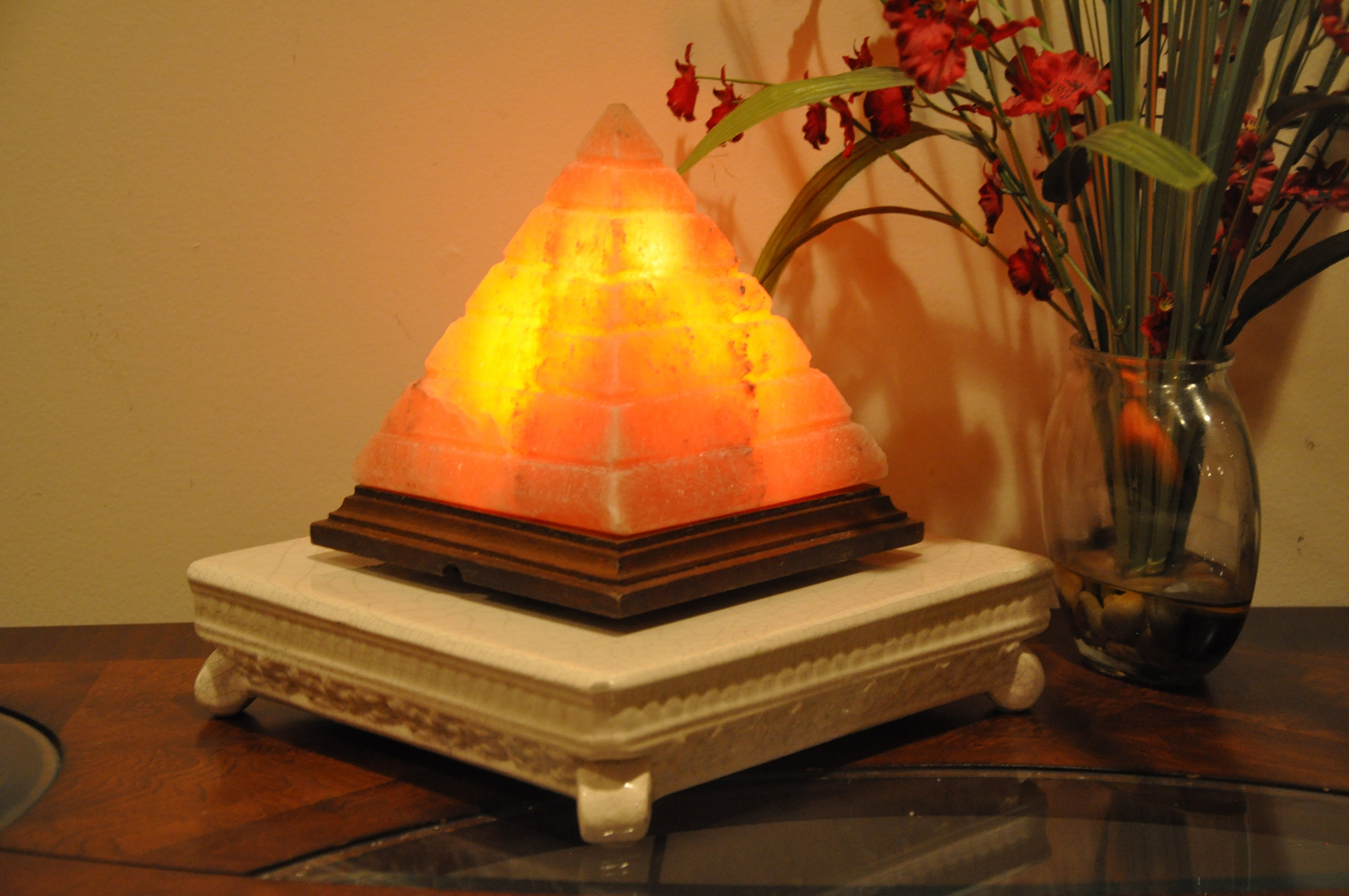 Himalayan Pink Salt Step Pyramid Lamp, Dimmer Switch Electric Cord ...