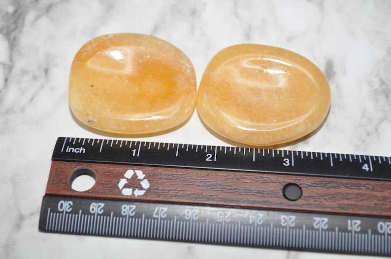 Orange Calcite Worry Stone | Yellow Calcite Pocket Stones | Hand ...