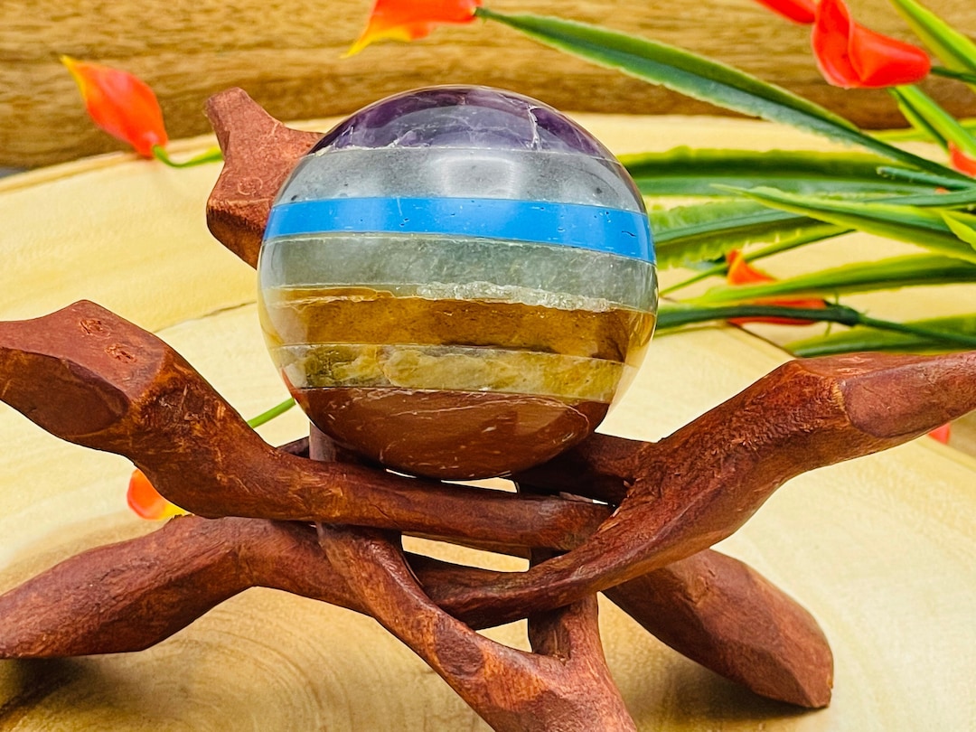7 Chakra Crystal Sphere, Chakra Healing Crystal Ball, Chakra Balancing ...