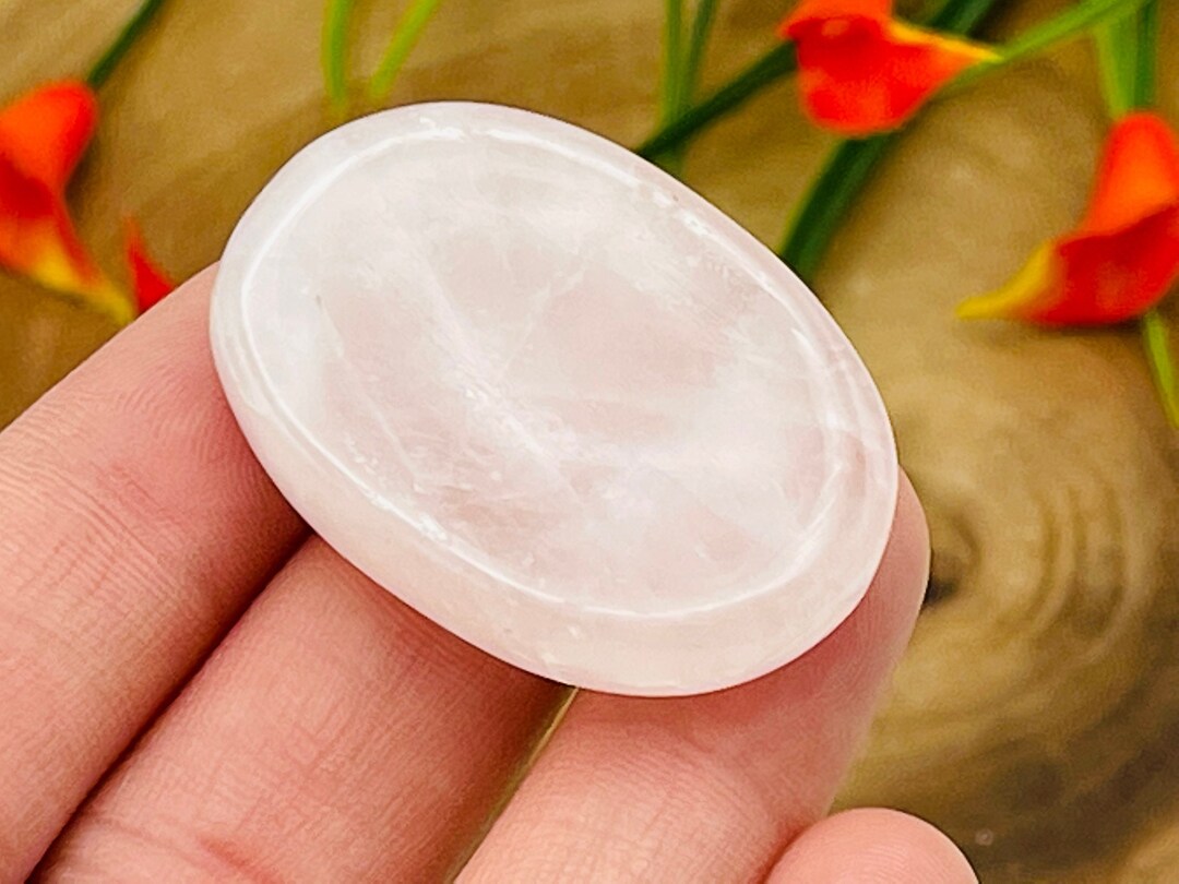 Rose Quartz Worry Thumb Stone, Healing Crystal Massage Stone, Cleansing ...