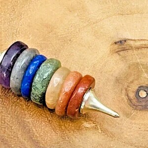7 Chakra Disk Pendulum With Silver Plated Faceted Chain, Healing ...