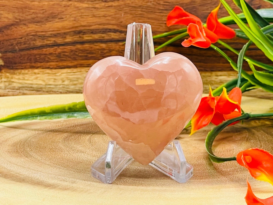 Strawberry Pink Calcite Heart Metaphysical Heart Decor Calcite Heart ...