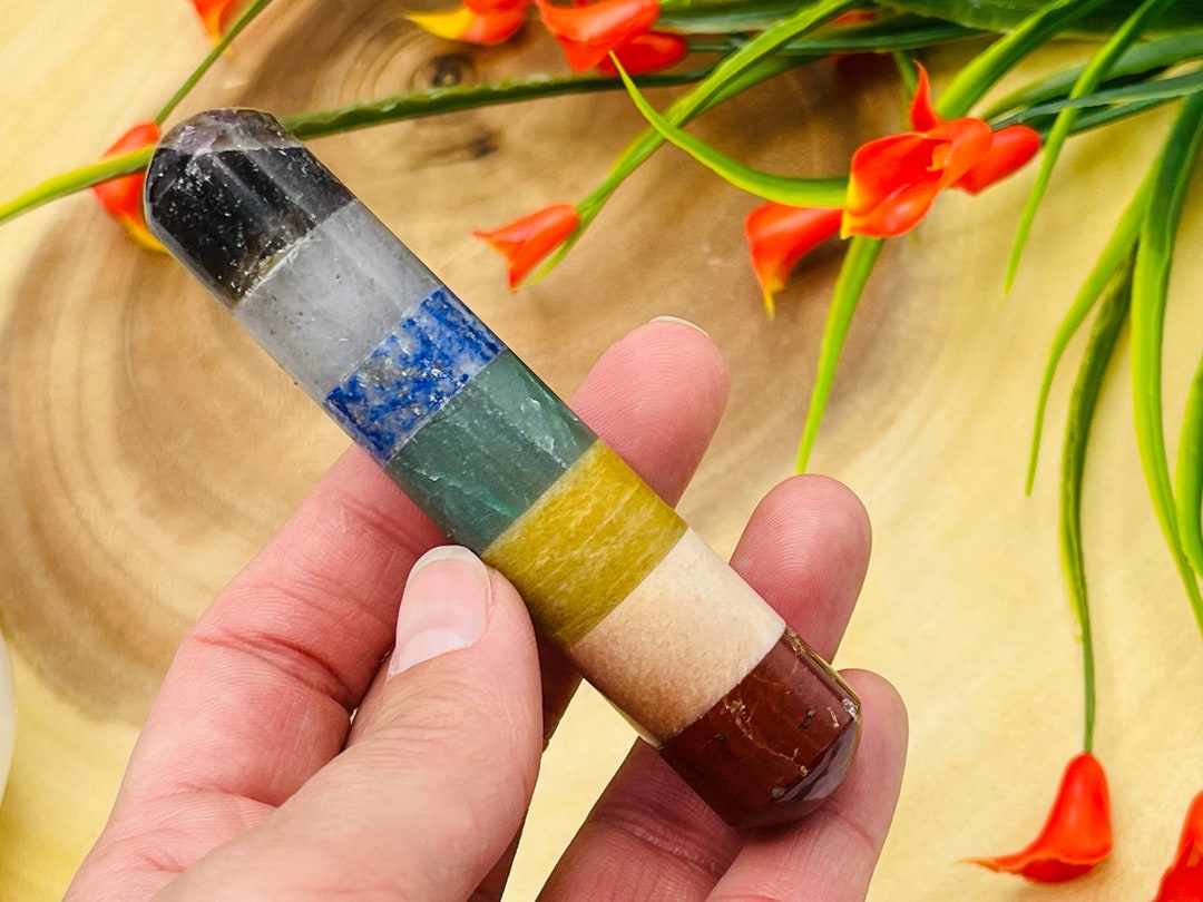 Chakra Crystals Massage Wand, 7 Chakra Bonded Healing Tool, 4 Inches - Etsy