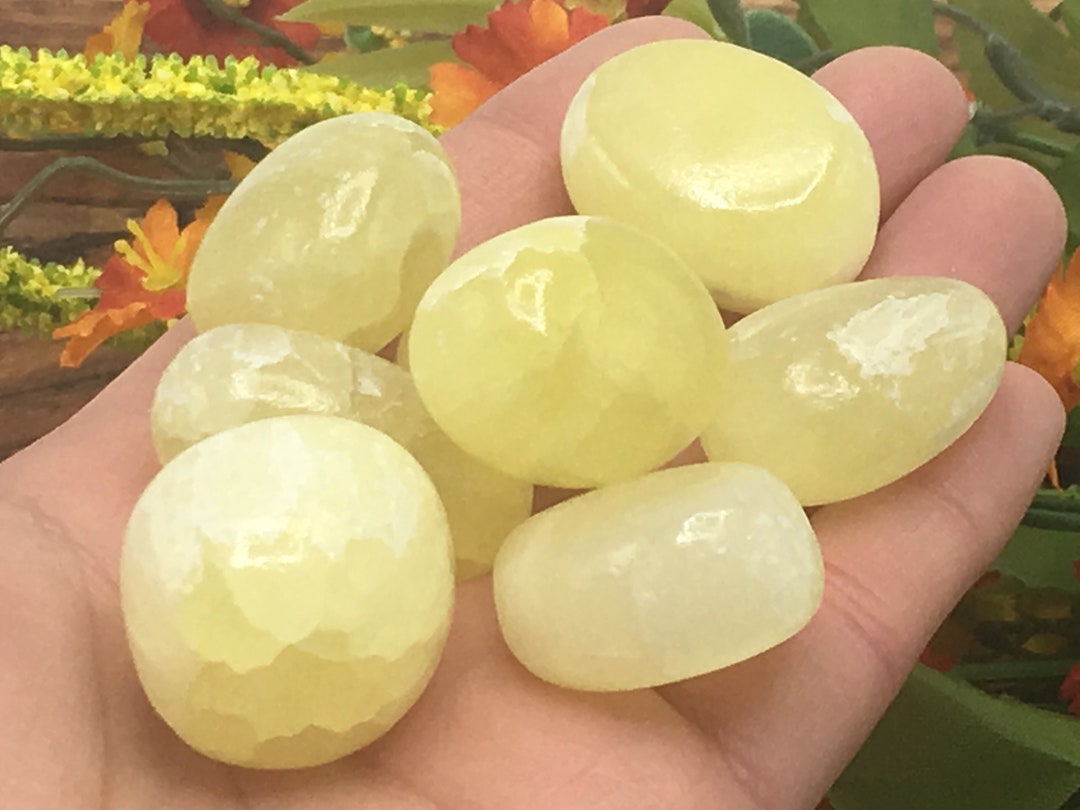 Pineapple Calcite Tumbled Stones, Lemon Calcite Tumbled Crystals - Etsy