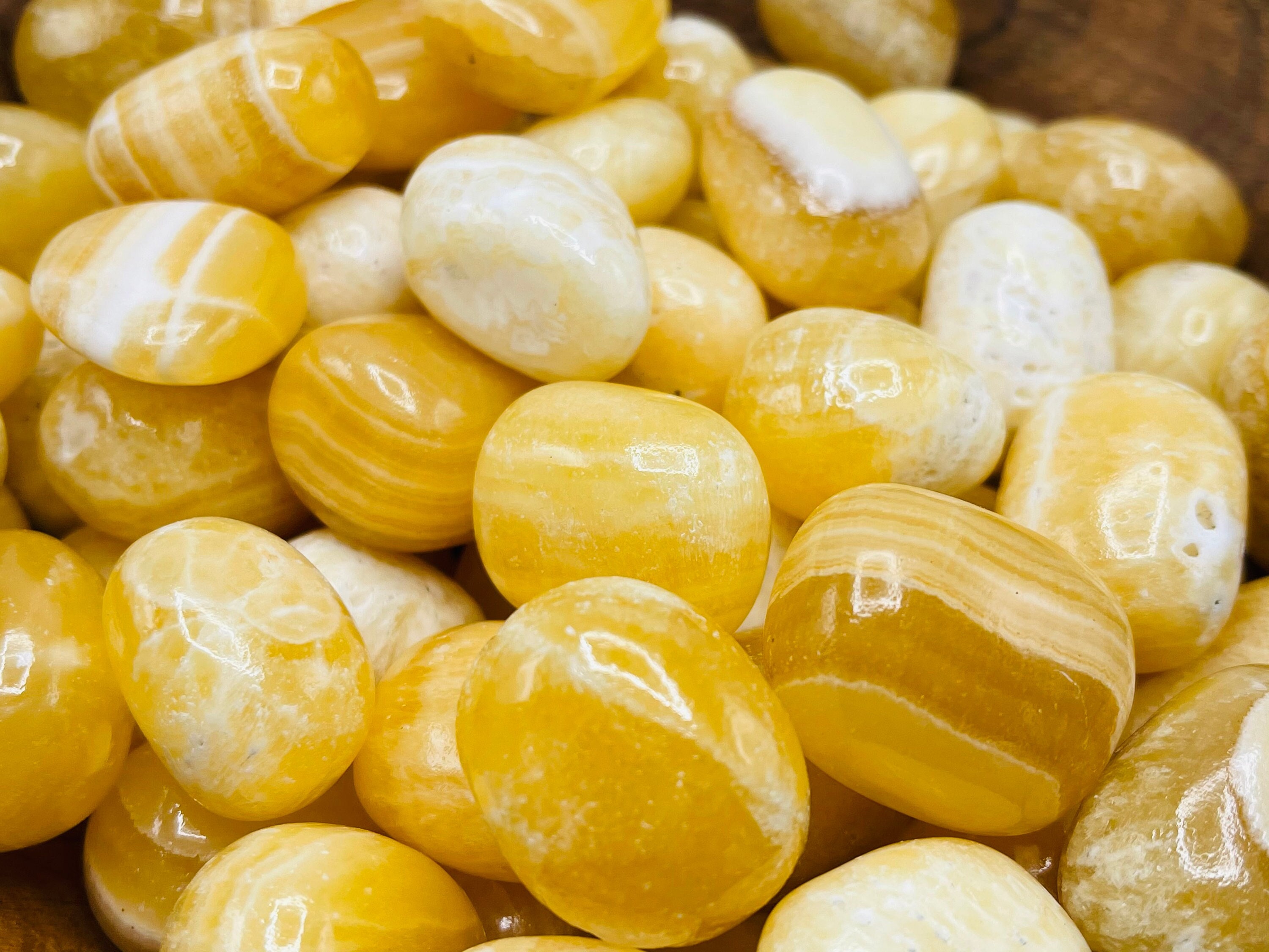 Orange Calcite Tumbled Stone Yellow Calcite Pocket Stones | Etsy