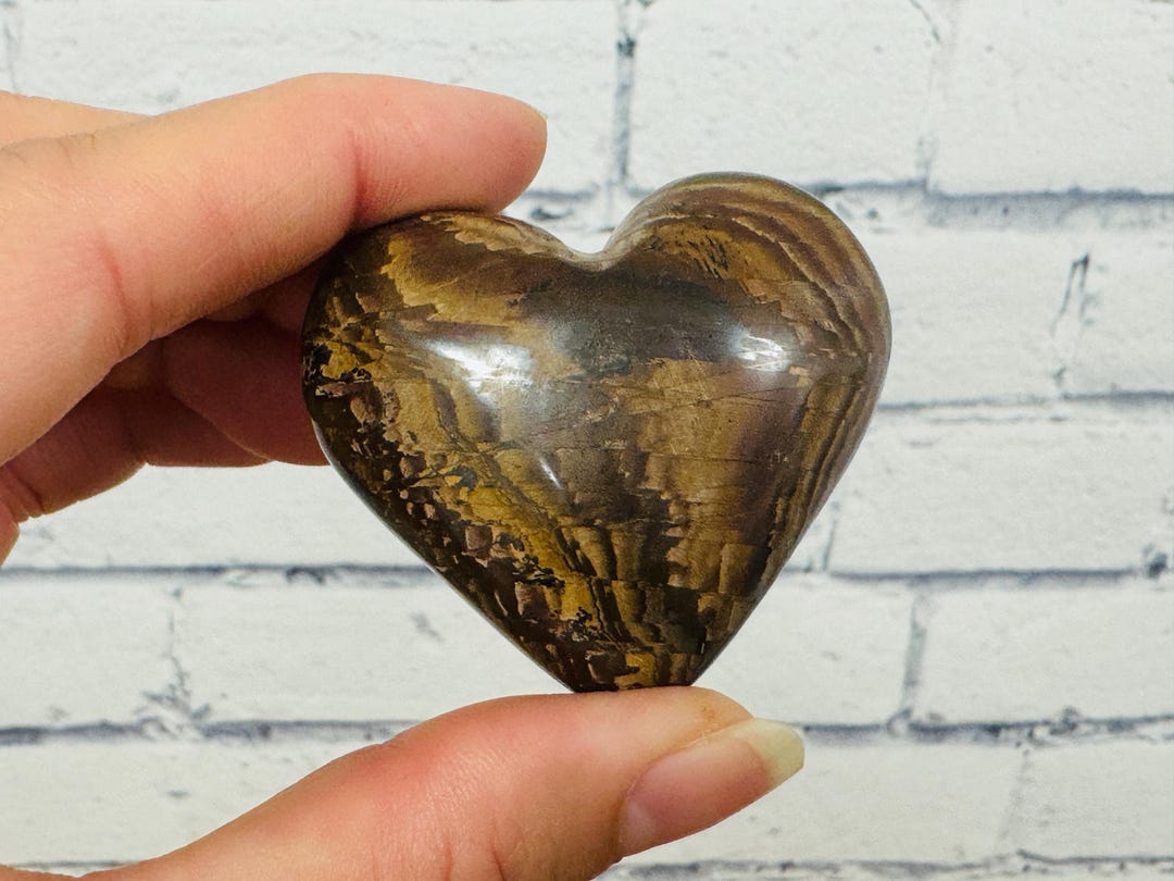Tiger Iron Crystal Heart Palm Stone, Healing Gemstone Pocket Rocks ...