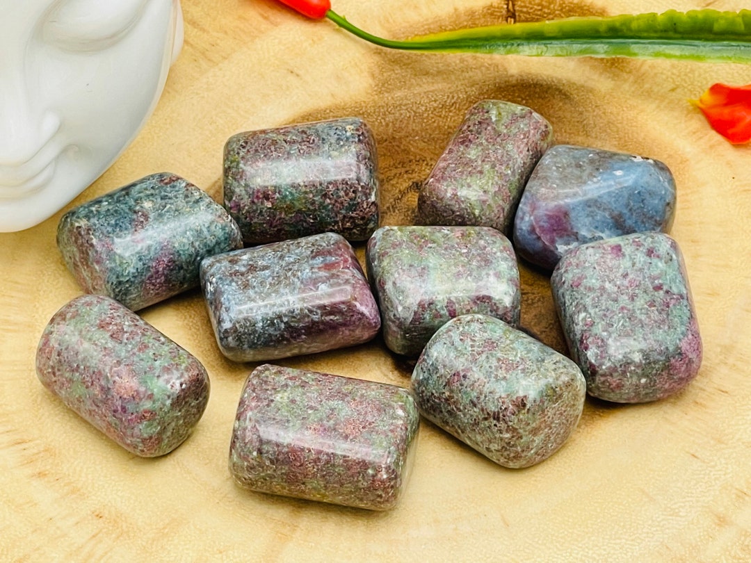 Ruby Kyanite Tumbled Stones, Ruby in Kyanite Pocket Stone - Etsy
