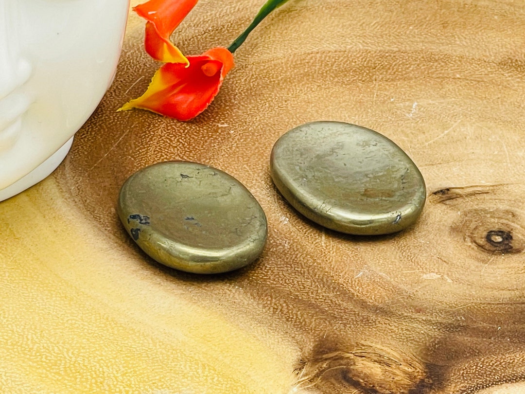 Golden Pyrite Worry Stone | Fools Gold Pyrite Crystal Stone | Pocket ...