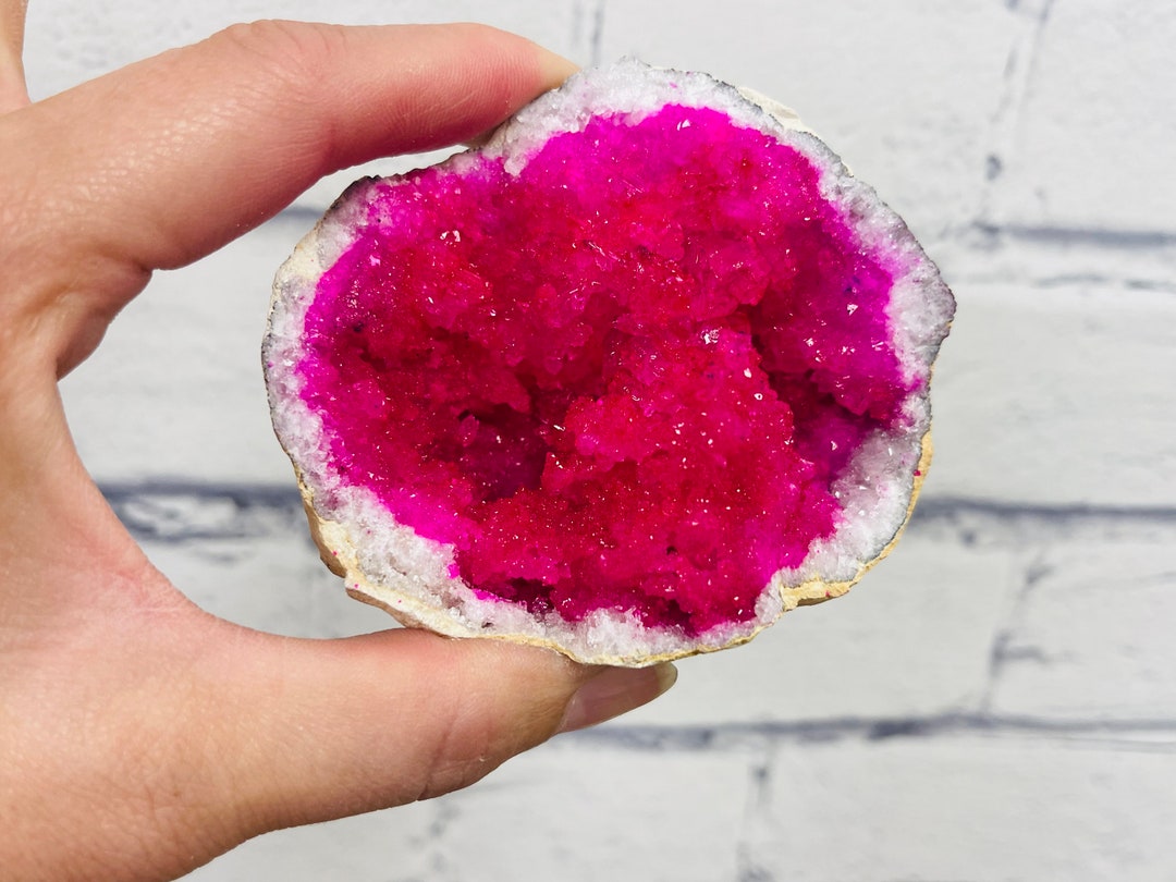 Crystal Quartz Geode, Dyed Pink Rock Cluster Geode, Pick Your Size - Etsy