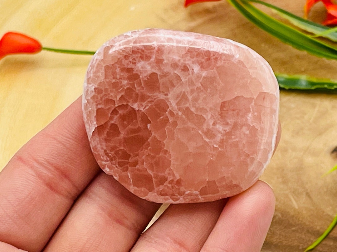 Pierre Lisse Calcite Rose Fraise Calcite Pierre Lisse Pierre de palmier ...