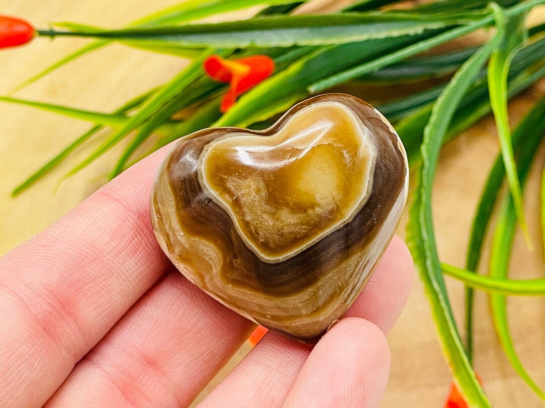 Root Beer Calcite Heart Stone Chocolate Calcite Handmade Polished ...